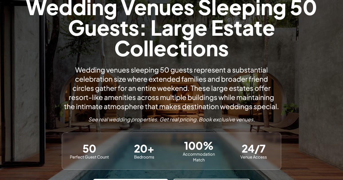 Wedding Venues Sleeping 50 Guests | Premium Estates | WedStay