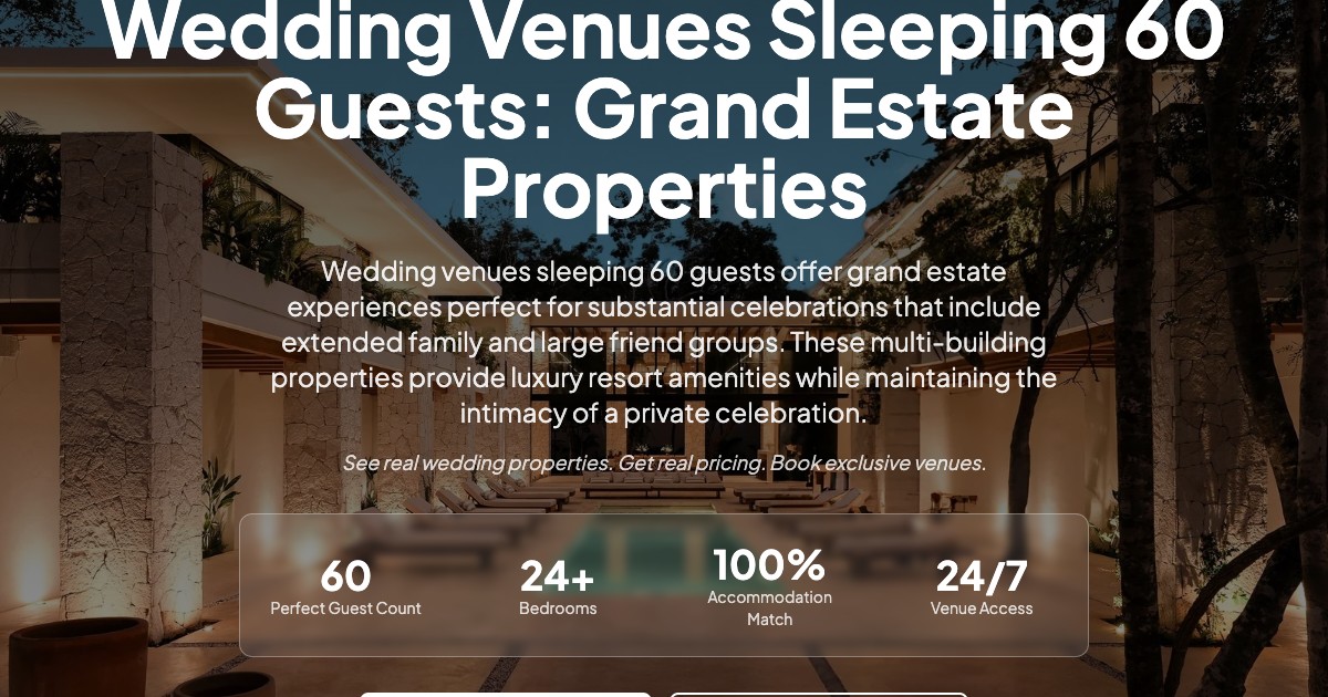 Wedding Venues Sleeping 60 Guests | Luxury Properties | WedStay