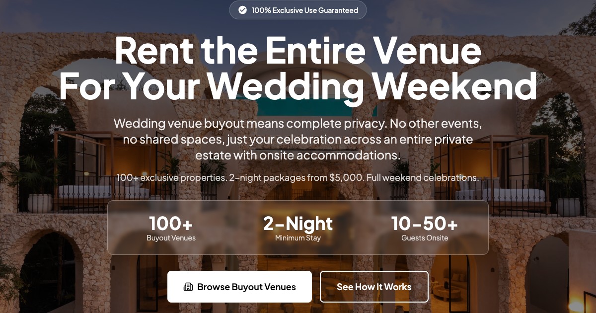 Wedding Venue Buyout: Exclusive Rentals | WedStay